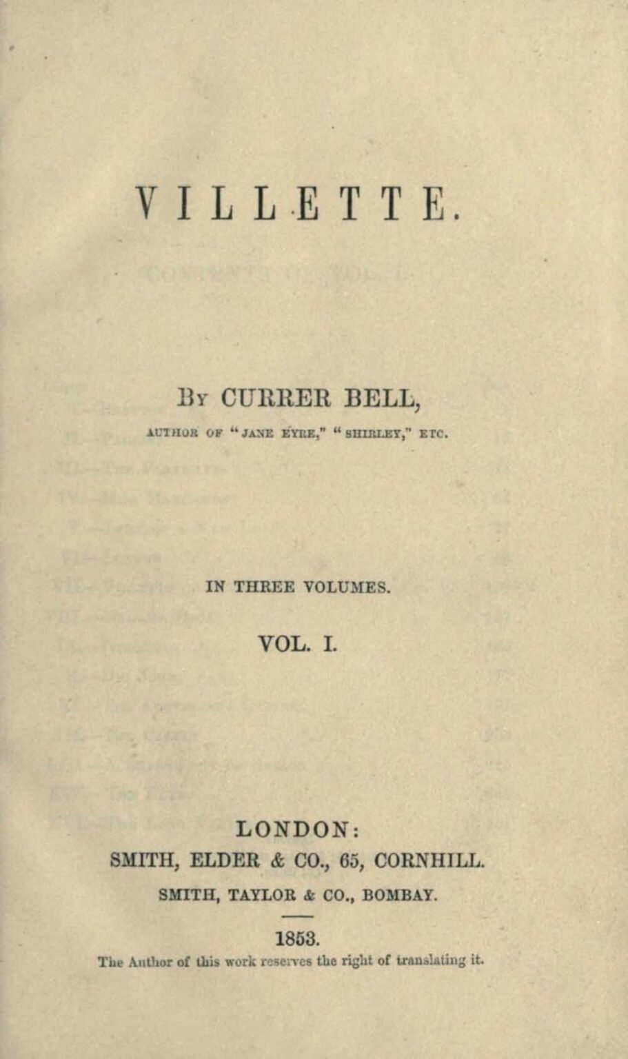 Villette by Charlotte Brontë | Sevenov