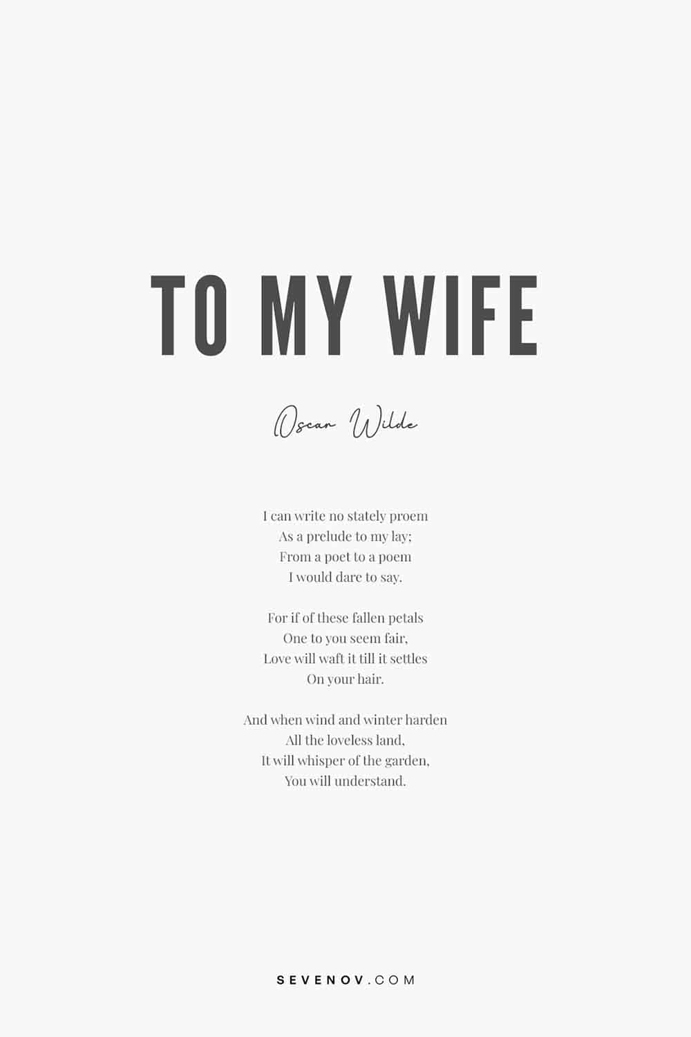 To my Wife by Oscar Wilde | Sevenov