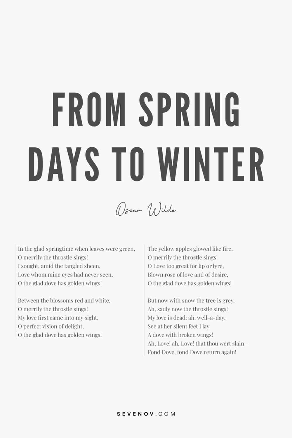 From Spring Days to Winter by Oscar Wilde | Sevenov